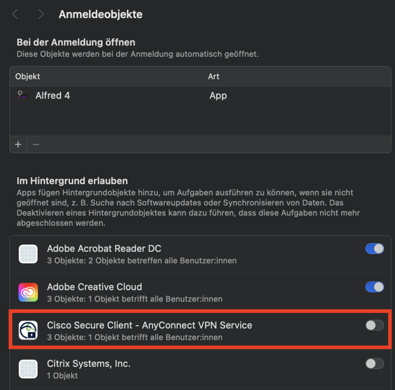 Cisco Secure Client für Mac